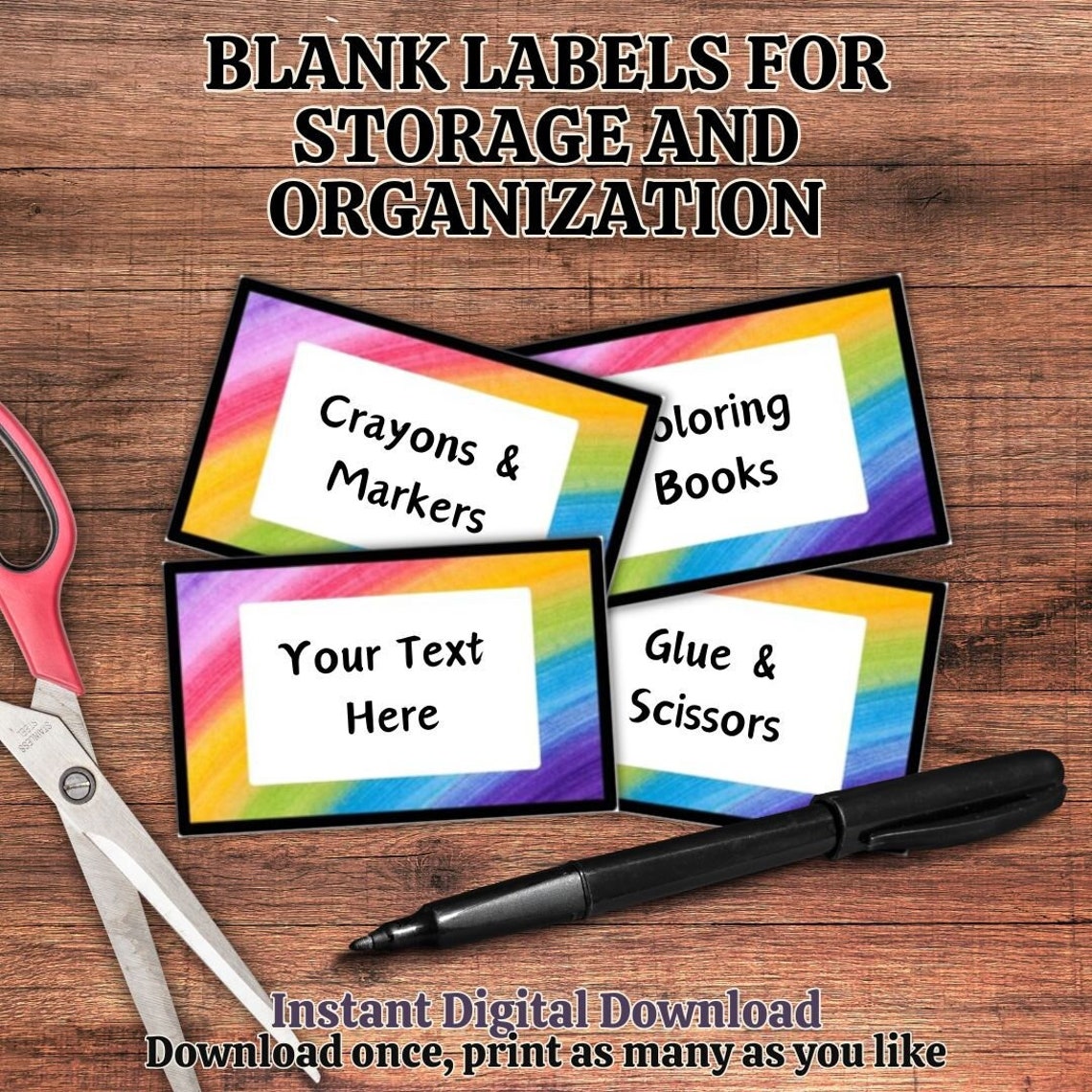 Rainbow Container Labels. Printable Blank Organization Labels for ...