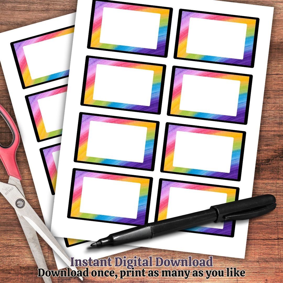 Rainbow Container Labels. Printable Blank Organization Labels for ...