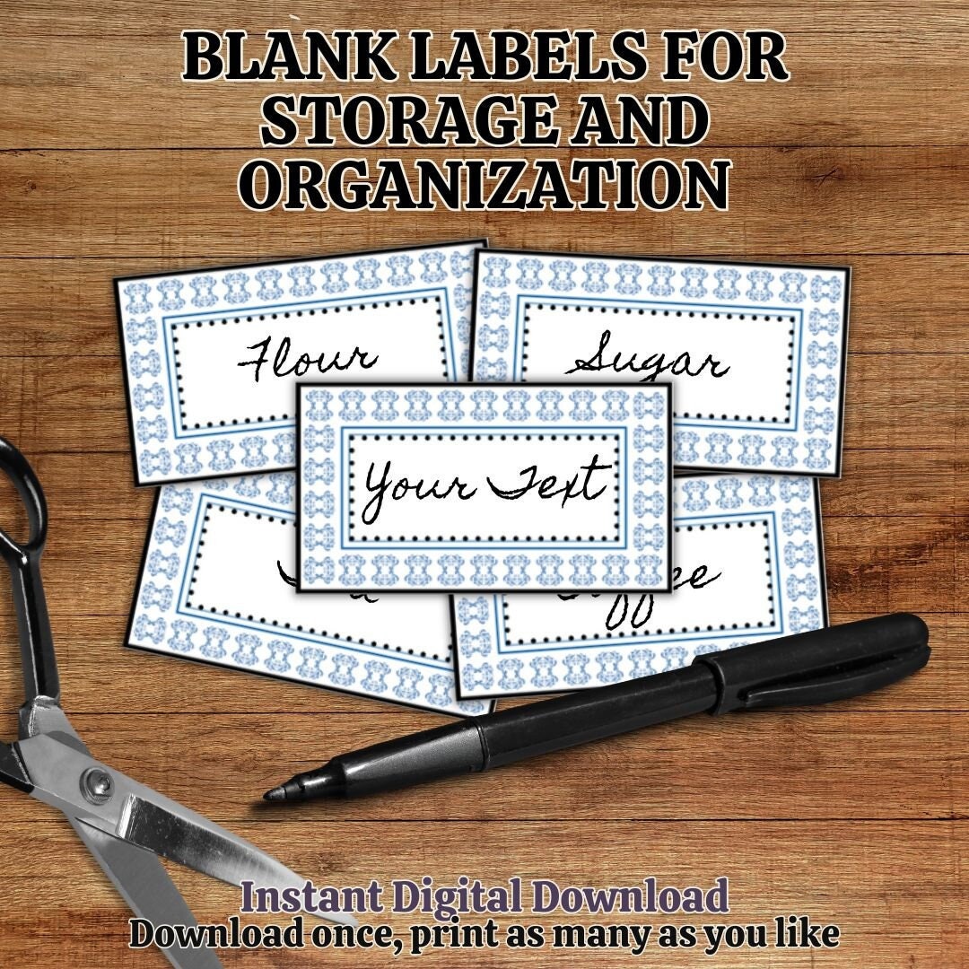 Small Blue Container Labels. Printable Blank Organization Labels for ...