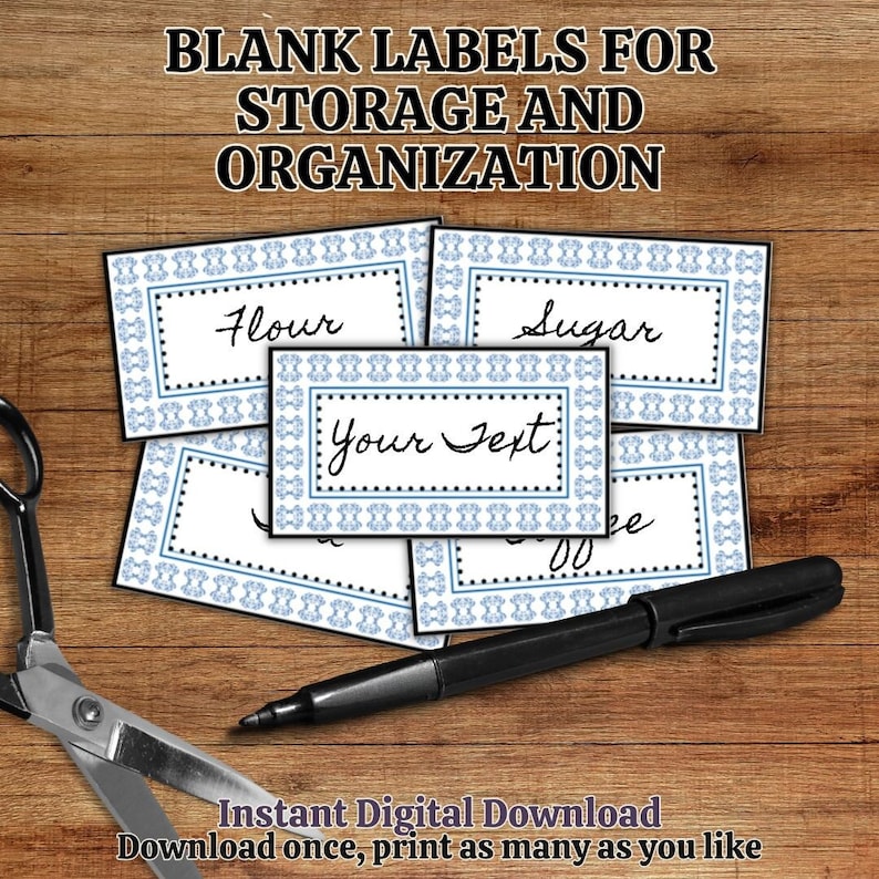 Small Blue Container Labels. Printable Blank Organization Labels for ...