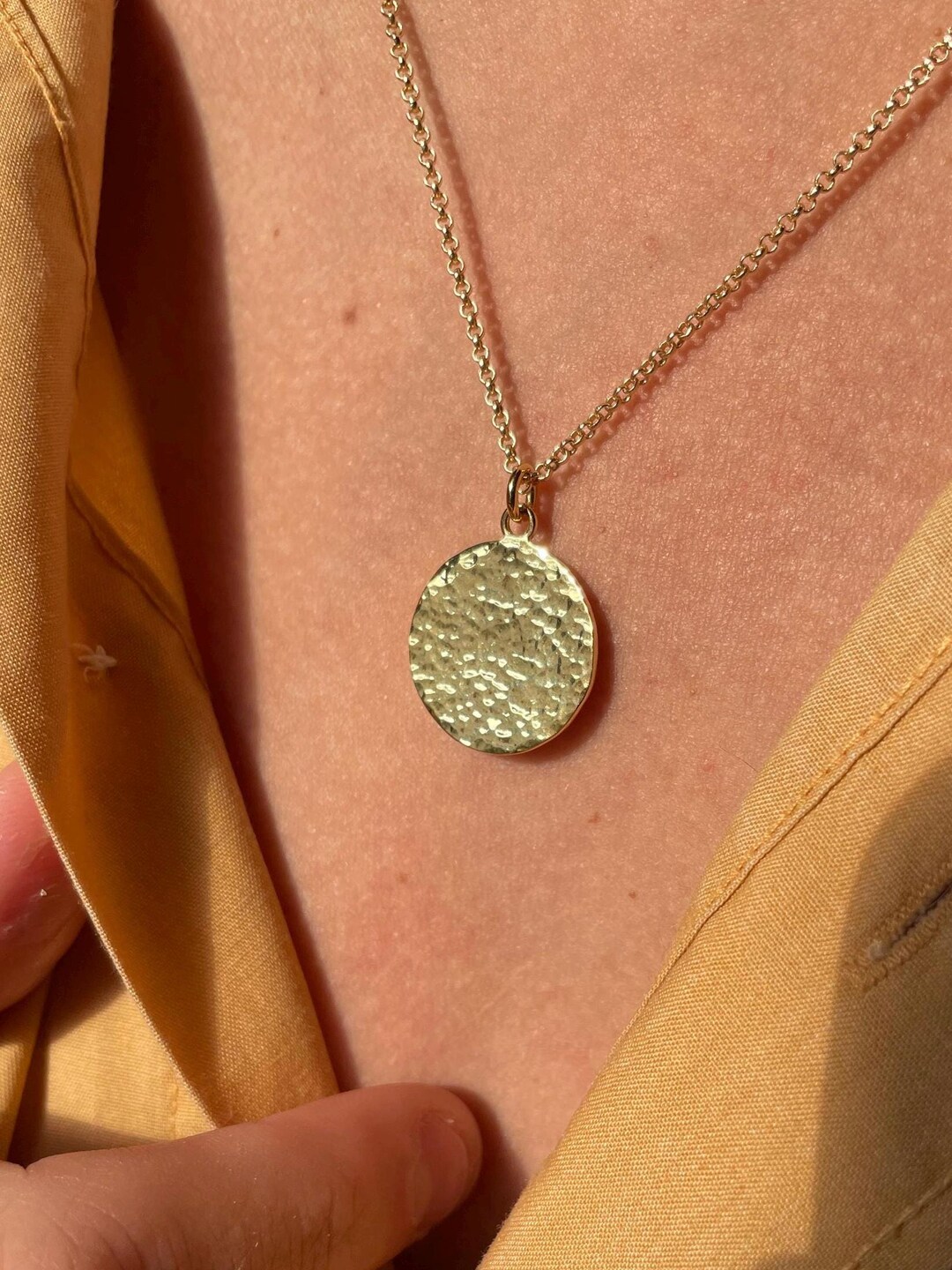 Textured Medal Chain Gold Medal 18k Fine Gold Chain With Extension ...