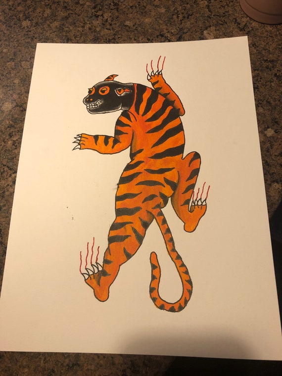 Tiger Gimp Tattoo Flash | Etsy