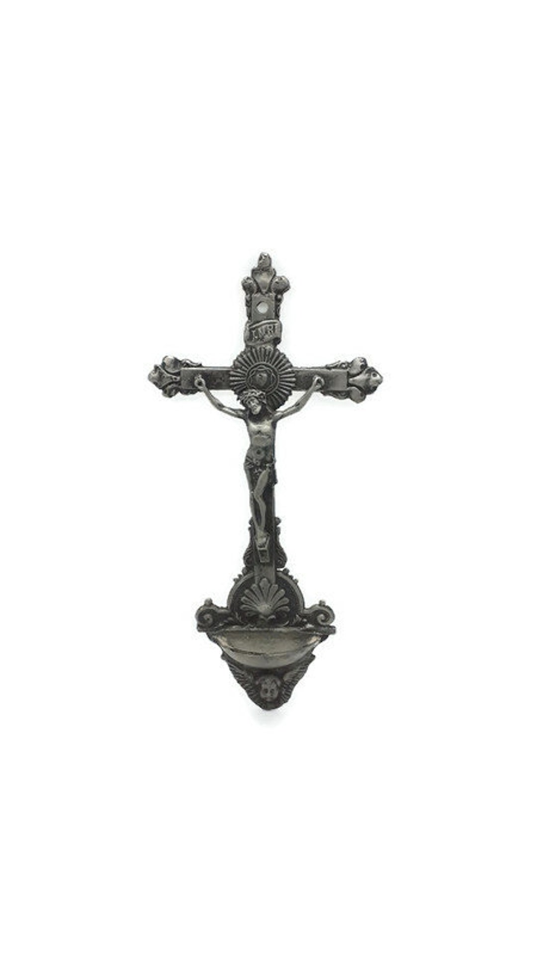 Vintage Pewter Crucifix Font. INRI. Pewter Crucifix. Pewter Crucifix ...