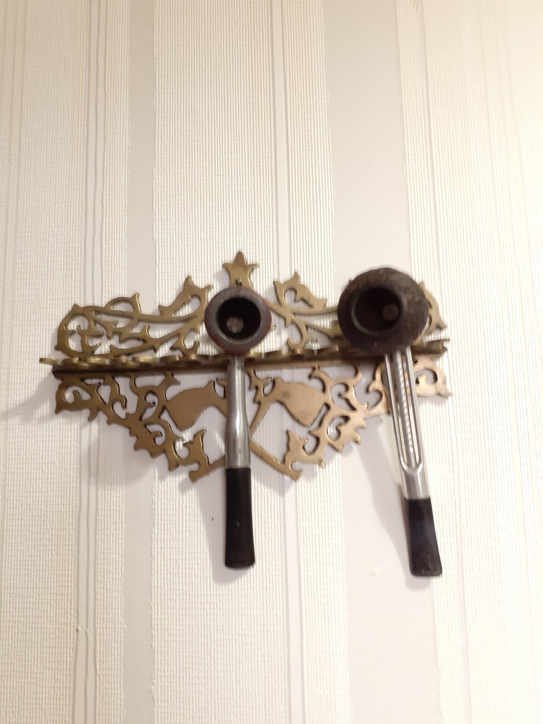 Vintage Solid Brass Pipe Rack. Holds Seven Pipes. the Pipes Are for ...