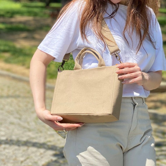 High Quality Canvas Tote Bag Sturdy Bag Small Crossbody Bag Casual Bag Minimalist Top Handle Bag Small Canvas Bag With Zipper Etsy UK