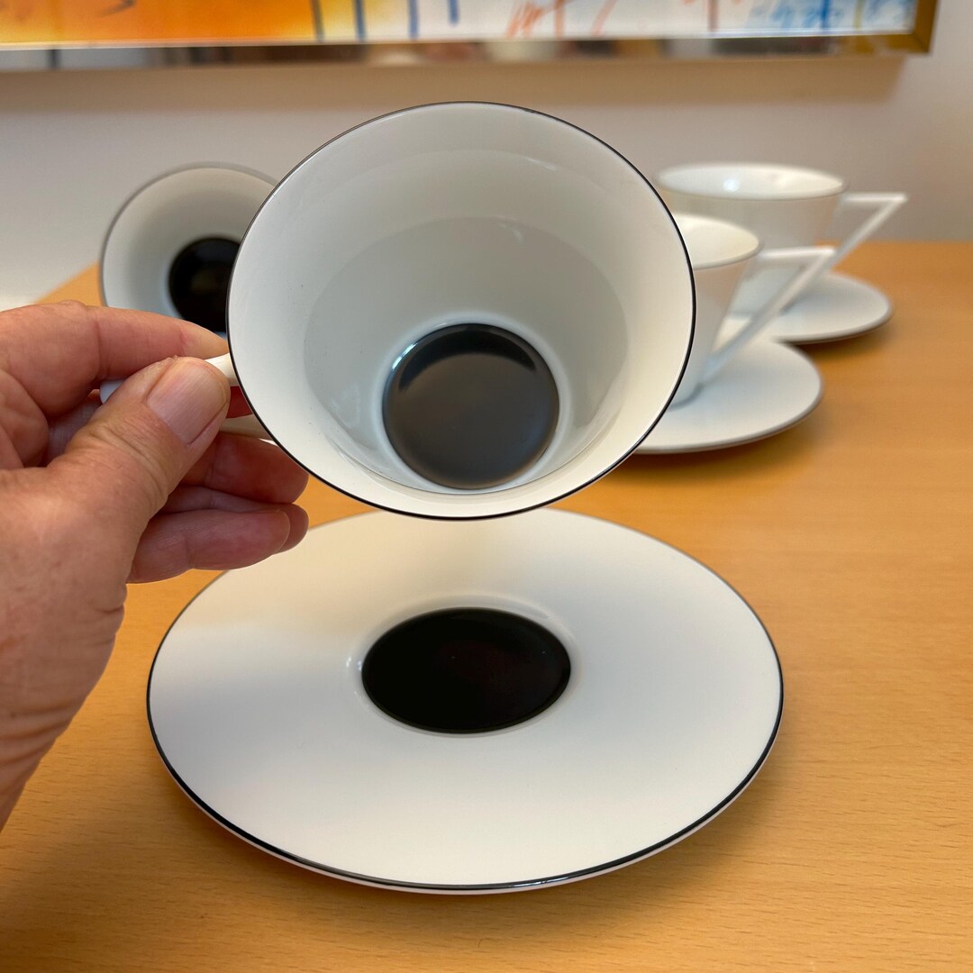 Rare 90's Dancing Squares by Sasaki SET OF 5 Cups & Saucers Postmodern ...