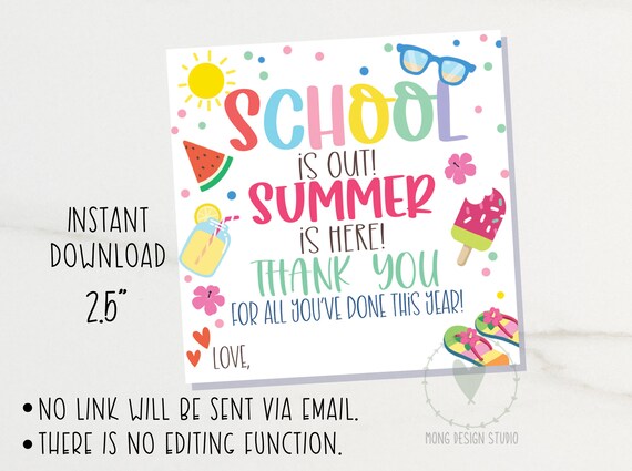 School is Out Summer is Here Tag/ Teacher Appreciation Tags/ - Etsy