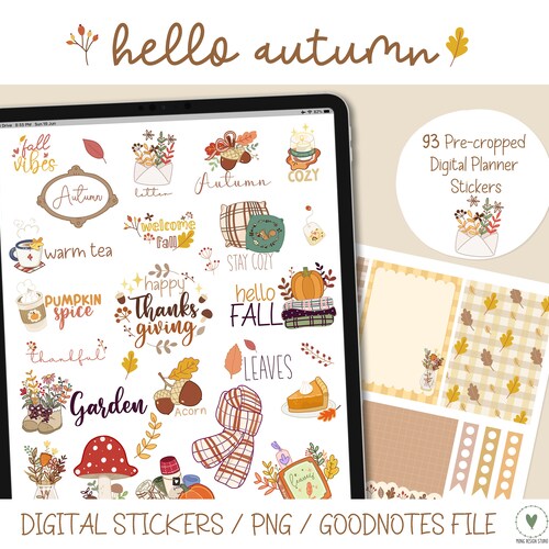 CUTE FALL GOODNOTES Stickers Digital Planner Stickers - Etsy
