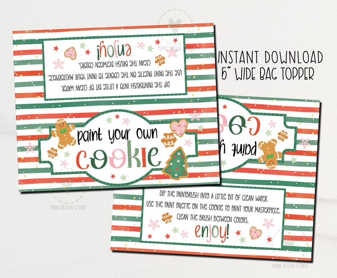 Christmas PYO Cookie Treat Bag Topper/ Printable Treat Bag Toppers ...