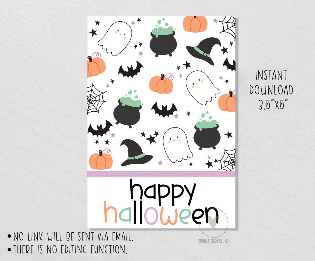 Happy Halloween 3.5"x 5" Mini Cookie Card/ Halloween Gift Mini Cookie ...
