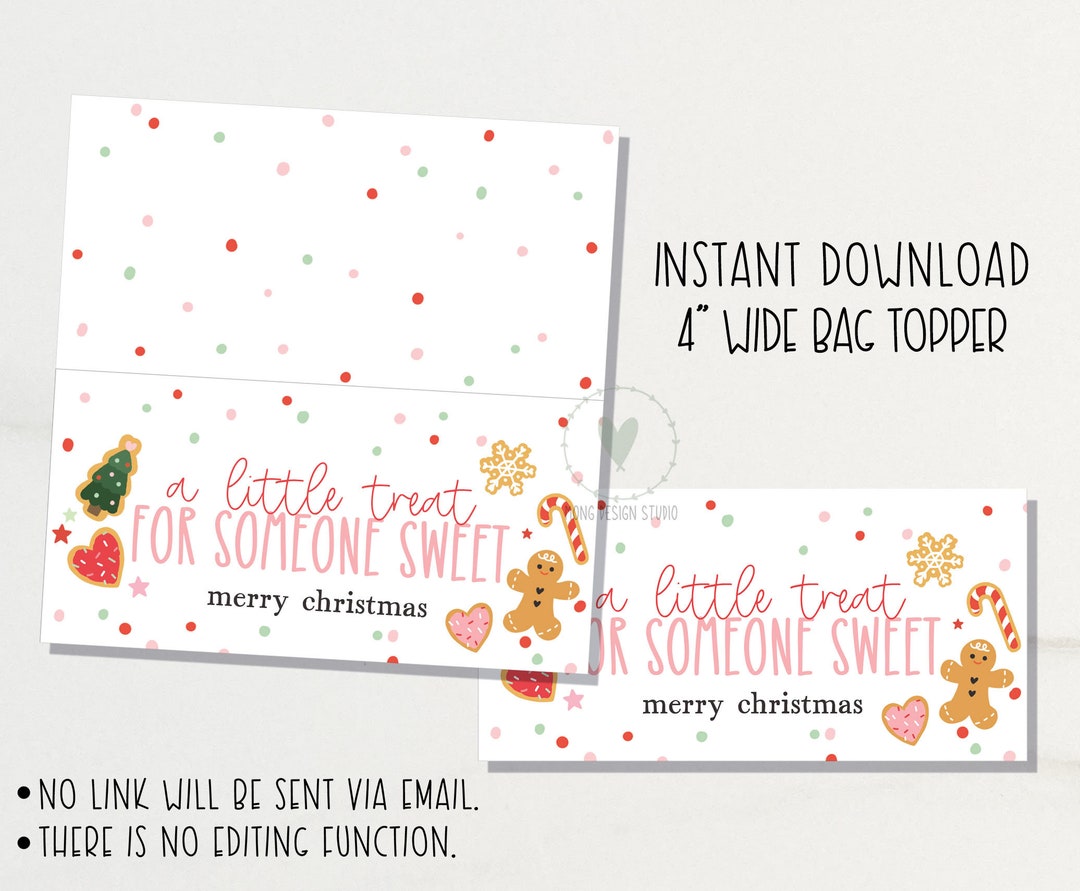Christmas Cookie Treat Bag Topper/ Merry Christmas Printable Treat Bag ...