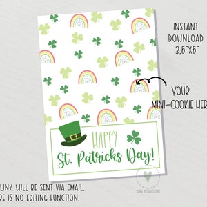 St. Patricks Day Mini Cookie Card 3.5 X 5, Printable Cookie Card ...