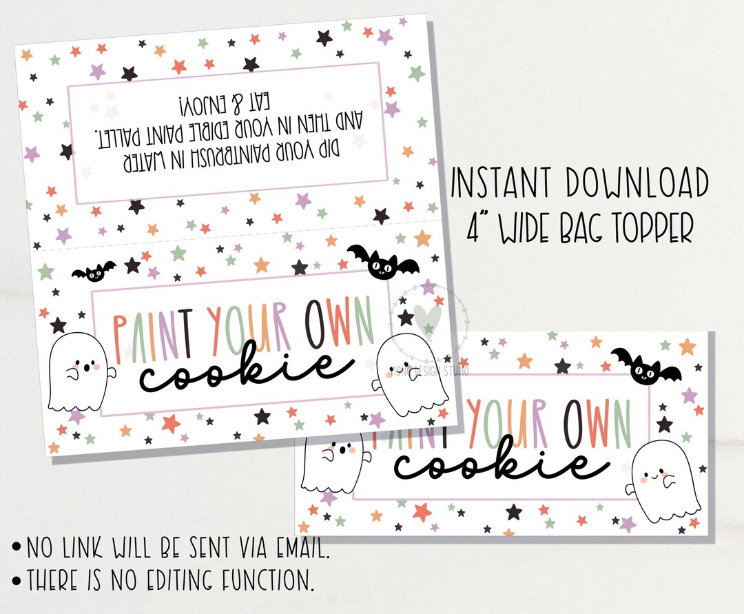 Halloween PYO Cookie Treat Bag Topper/ Printable Treat Bag Toppers ...
