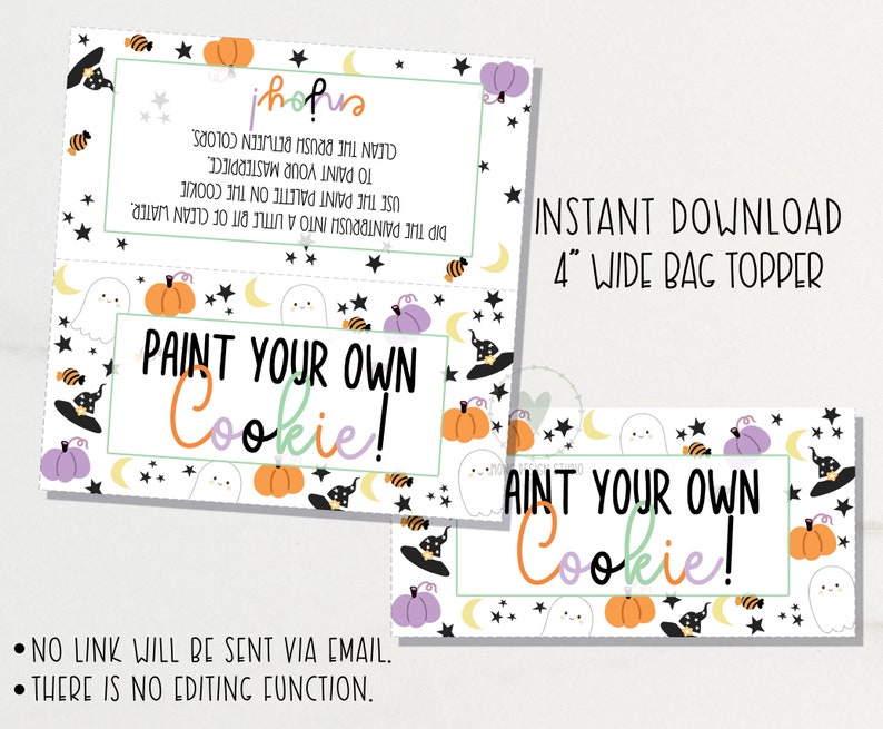 Halloween PYO Cookie Treat Bag Topper/ Printable Treat Bag - Etsy