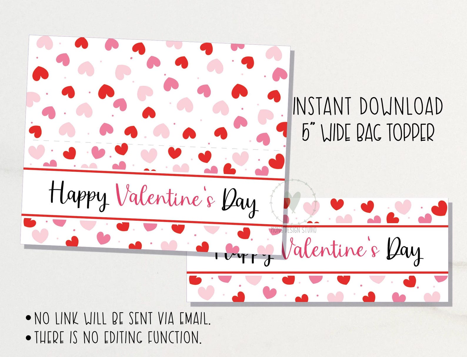 Happy Valentine's Day Bag Topper/ Class Gift Hearts Cookie Treats ...