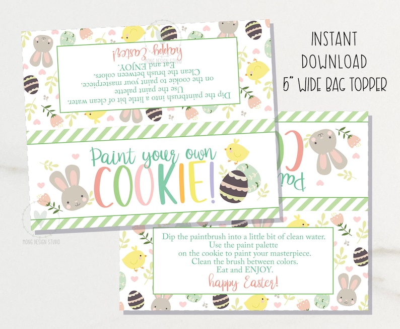 Easter PYO Cookie Treat Bag Topper/ Printable Treat Bag Toppers/ Easter ...