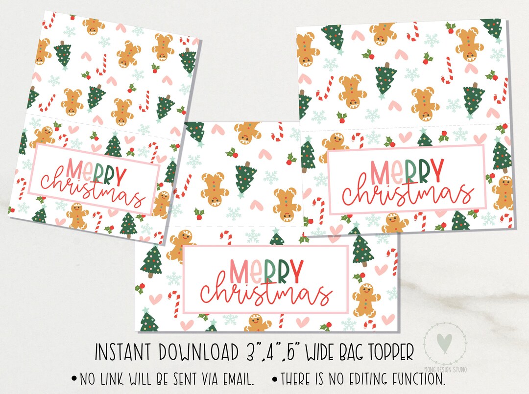 Merry Christmas Bag Toppers 3, 4 , 5/ Merry Christmas Treat Bag Toppers ...