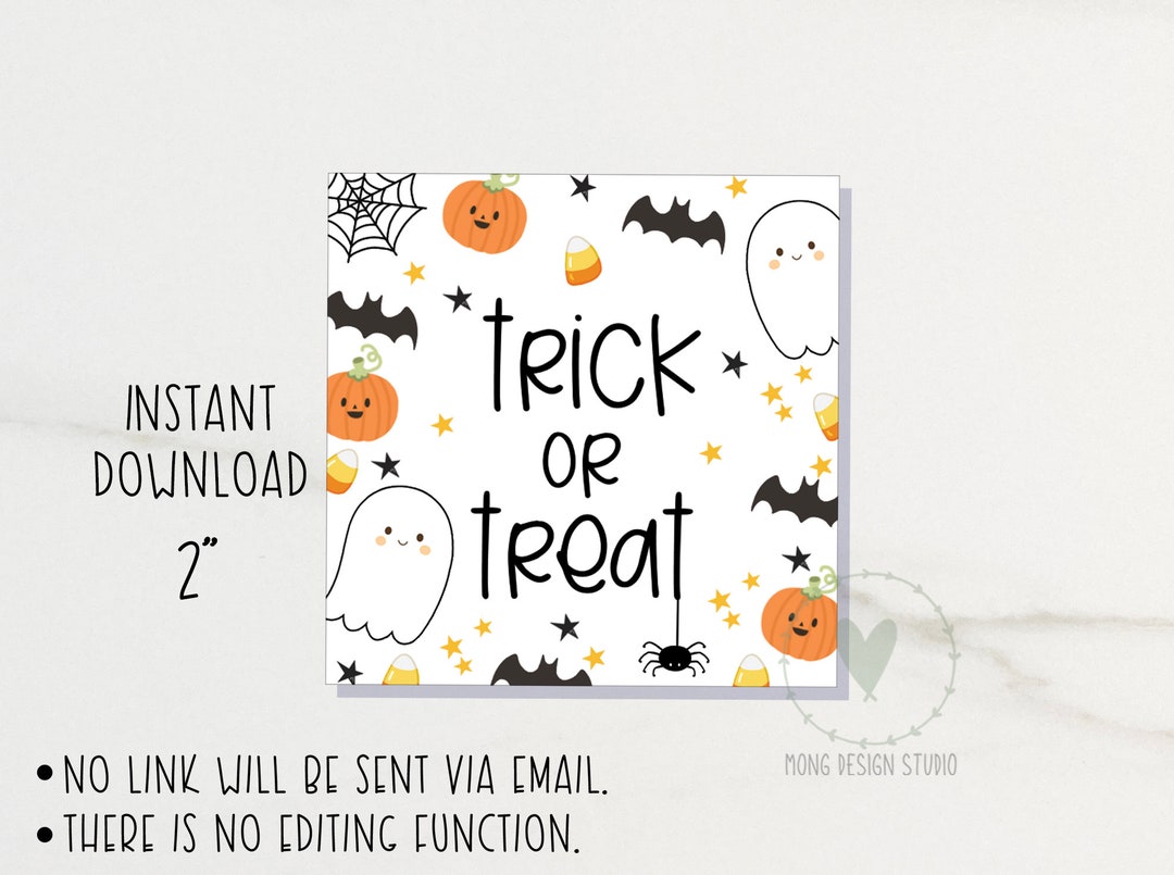 Trick or Treat TAG/ Halloween TAG/ Printable Cookie Tag/ Instant ...