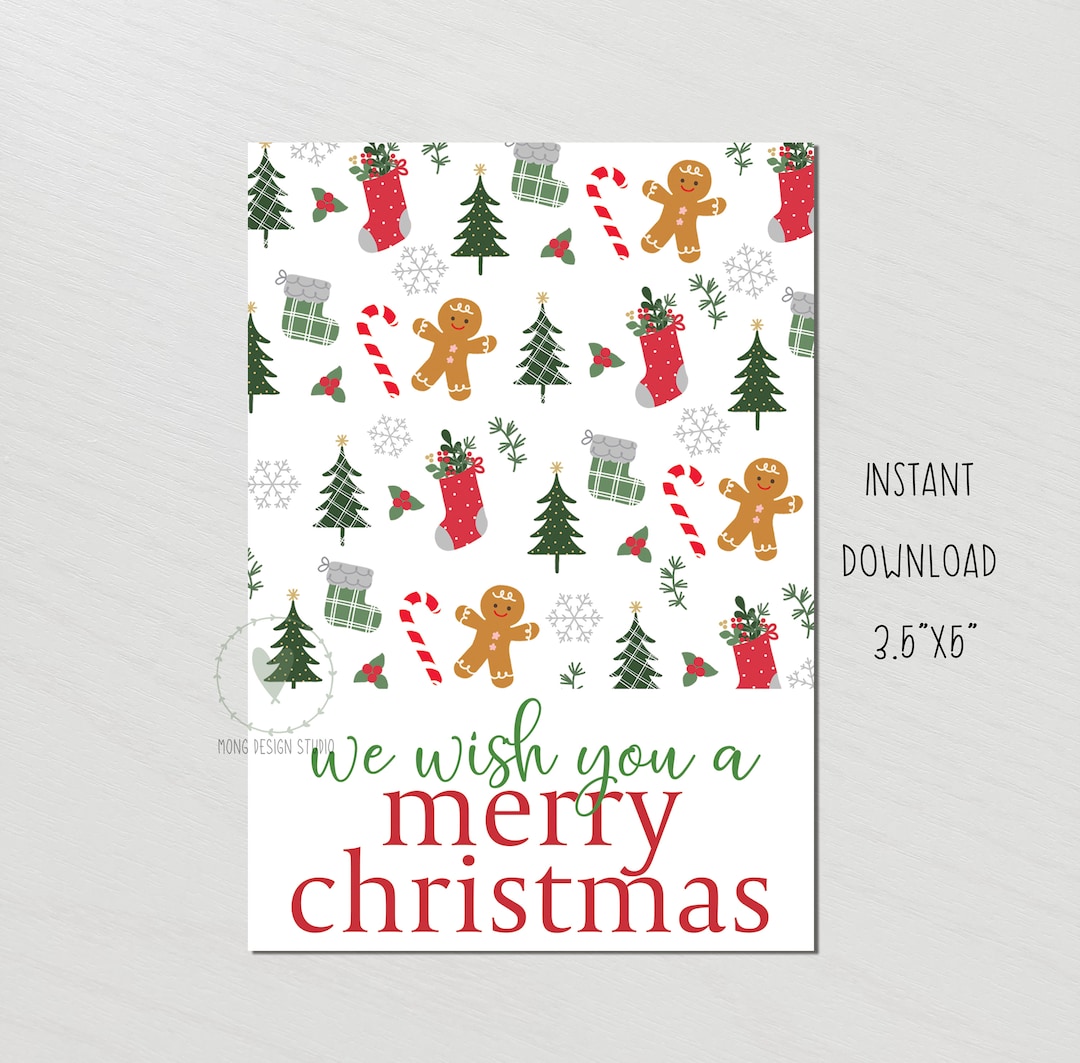 We Wish You a Merry Christmas Printable Mini Cookie Card 3.5 X 5 ...