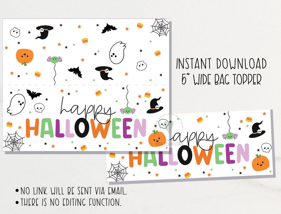 Happy Halloween Treat Bag Toppers/ Cookie Treat Bag Toppers/ Printable ...
