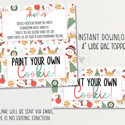 Christmas PYO Cookie Treat Bag Topper/ Printable Treat Bag - Etsy