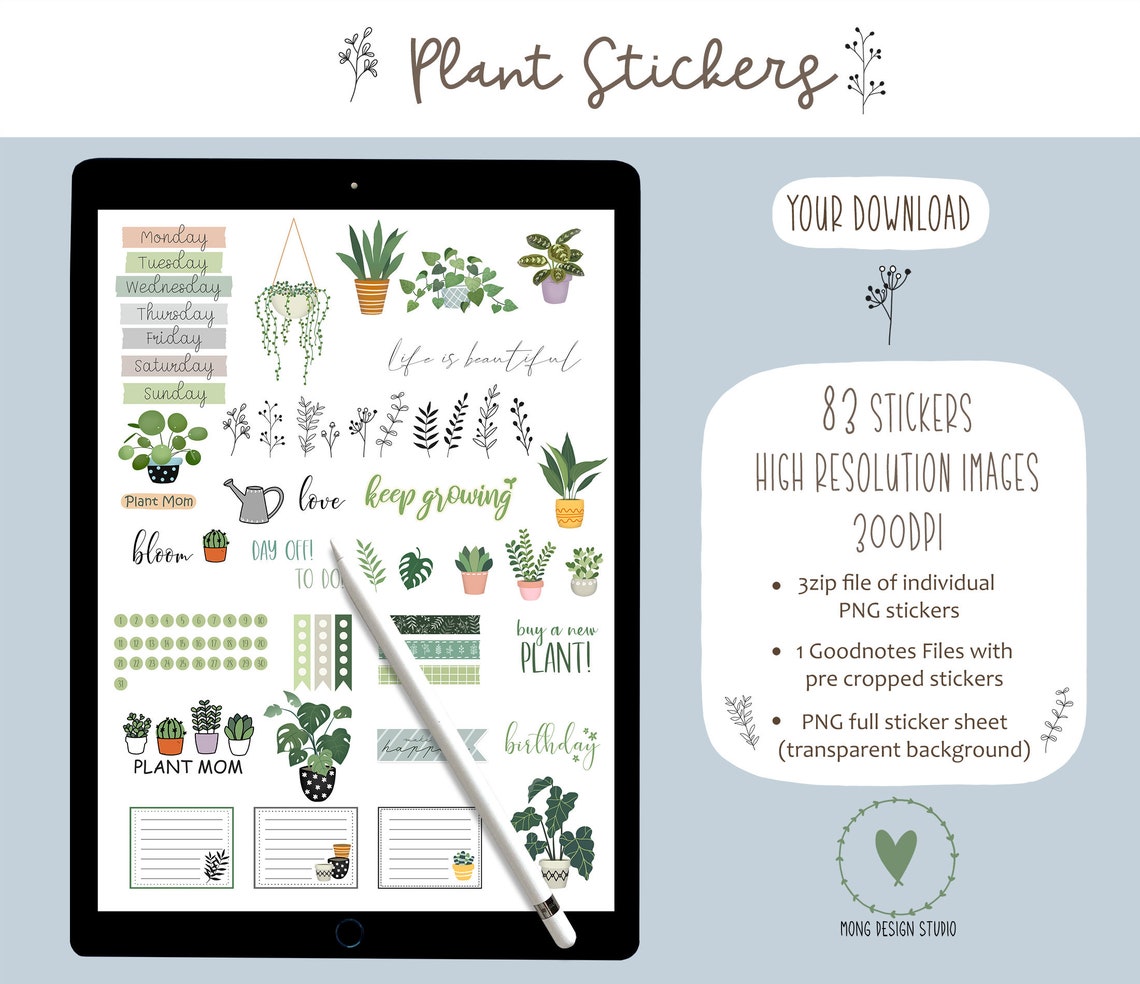 Plant Digital Planner Sticker GoodNotes Sticker iPad Digital | Etsy