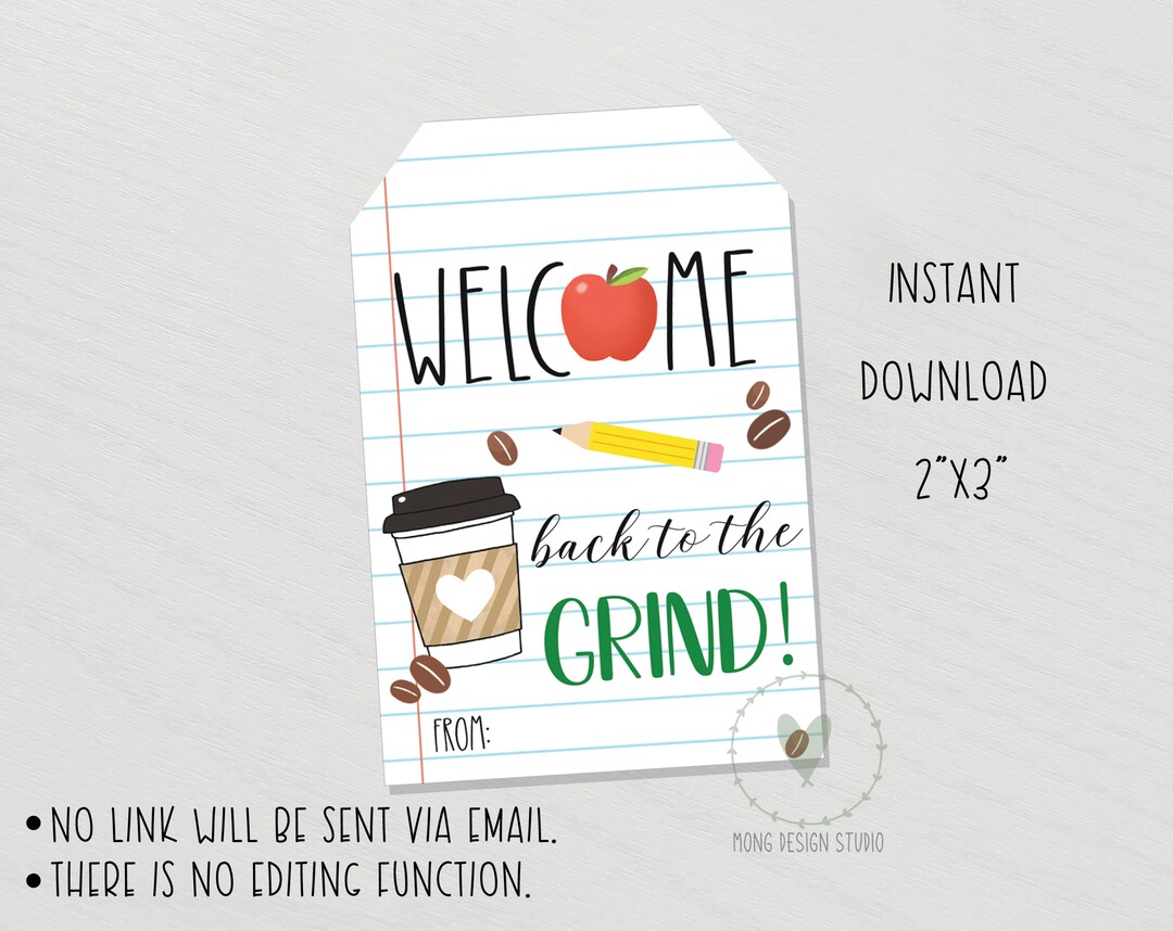 Welcome Back to the Grind Tag/ Back to School Coffee Tag / Coffee ...