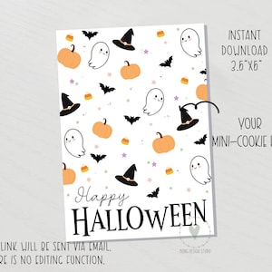 Happy Halloween 3.5"x 5" Mini Cookie Card/ Halloween Gift Mini Cookie ...