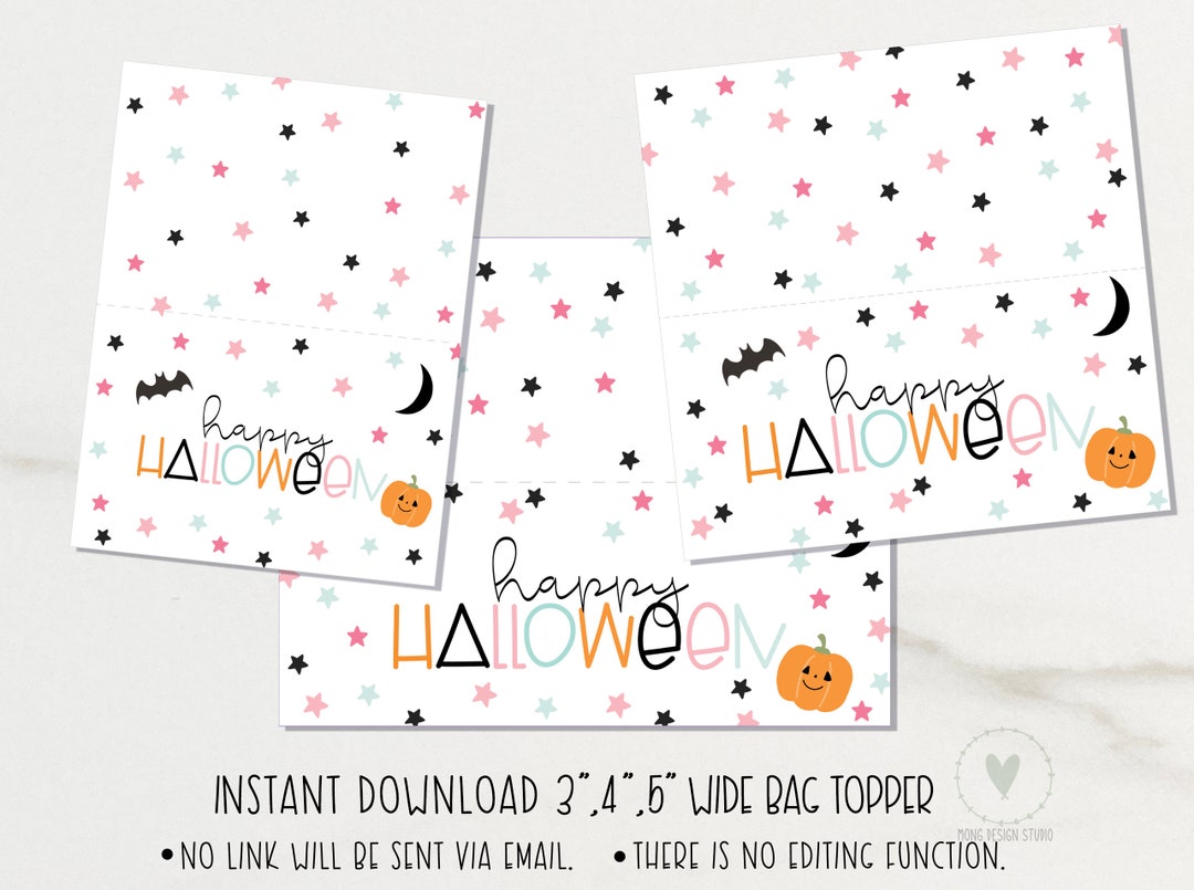 Halloween Bag Toppers 3", 4" , 5"/ Happy Halloween Treat Bag Toppers ...