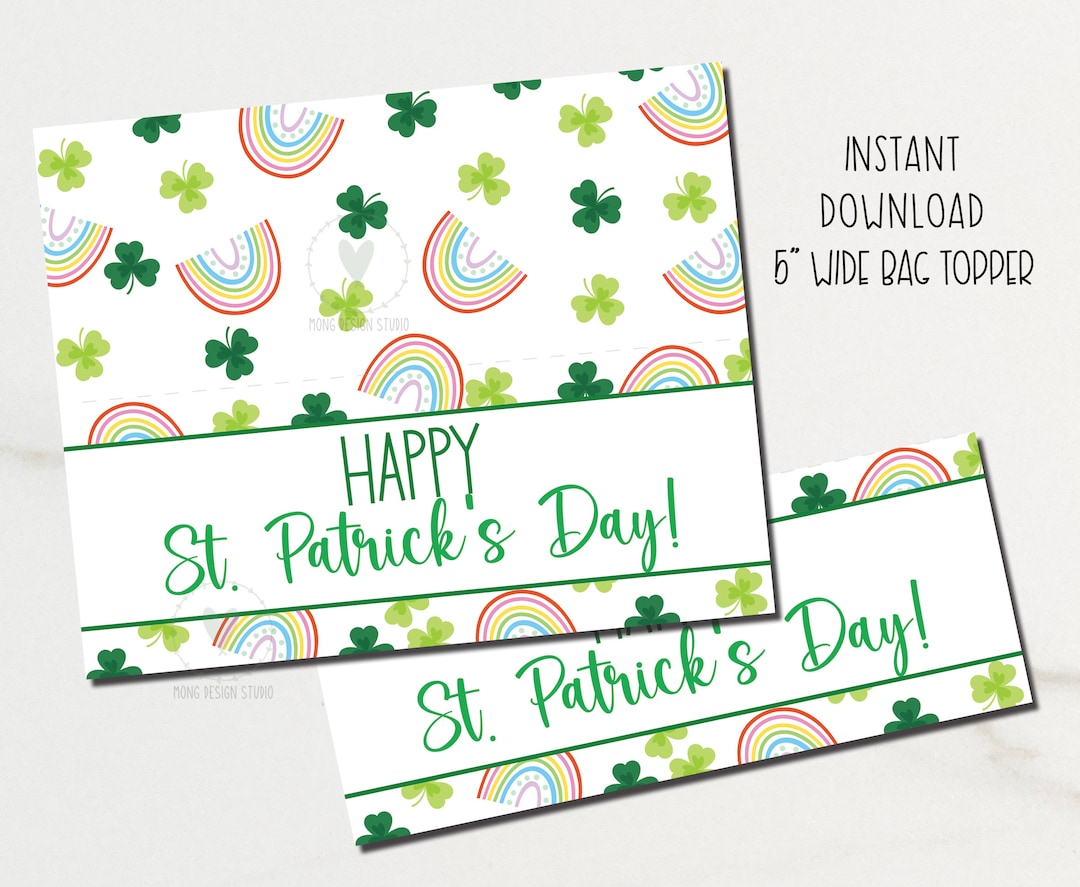 St Patricks Day Bag Topper/ Printable Treat Bag Toppers/ Instant ...