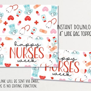 Happy Nurses Week Cookie Treat Bag Topper/ Nurses Appreciation ...