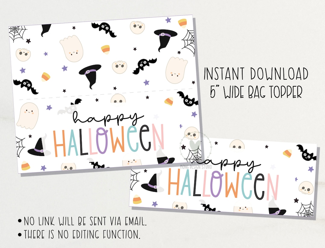 Happy Halloween Treat Bag Toppers/ Cookie Treat Bag Toppers/ Printable ...