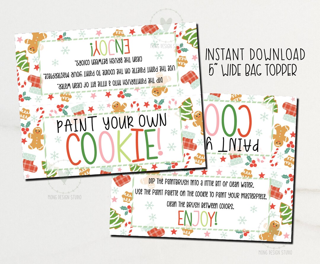 Christmas PYO Cookie Treat Bag Topper/ Printable Treat Bag Toppers ...