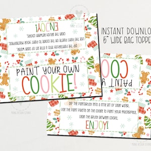 Christmas PYO Cookie Treat Bag Topper/ Printable Treat Bag Toppers ...