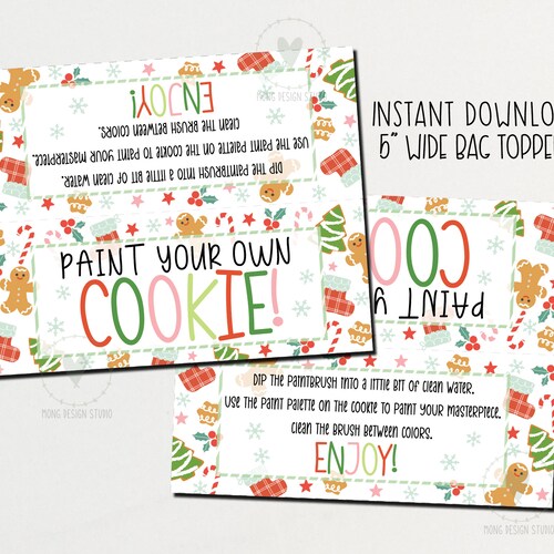 Christmas PYO Cookie Treat Bag Topper/ Printable Treat Bag - Etsy