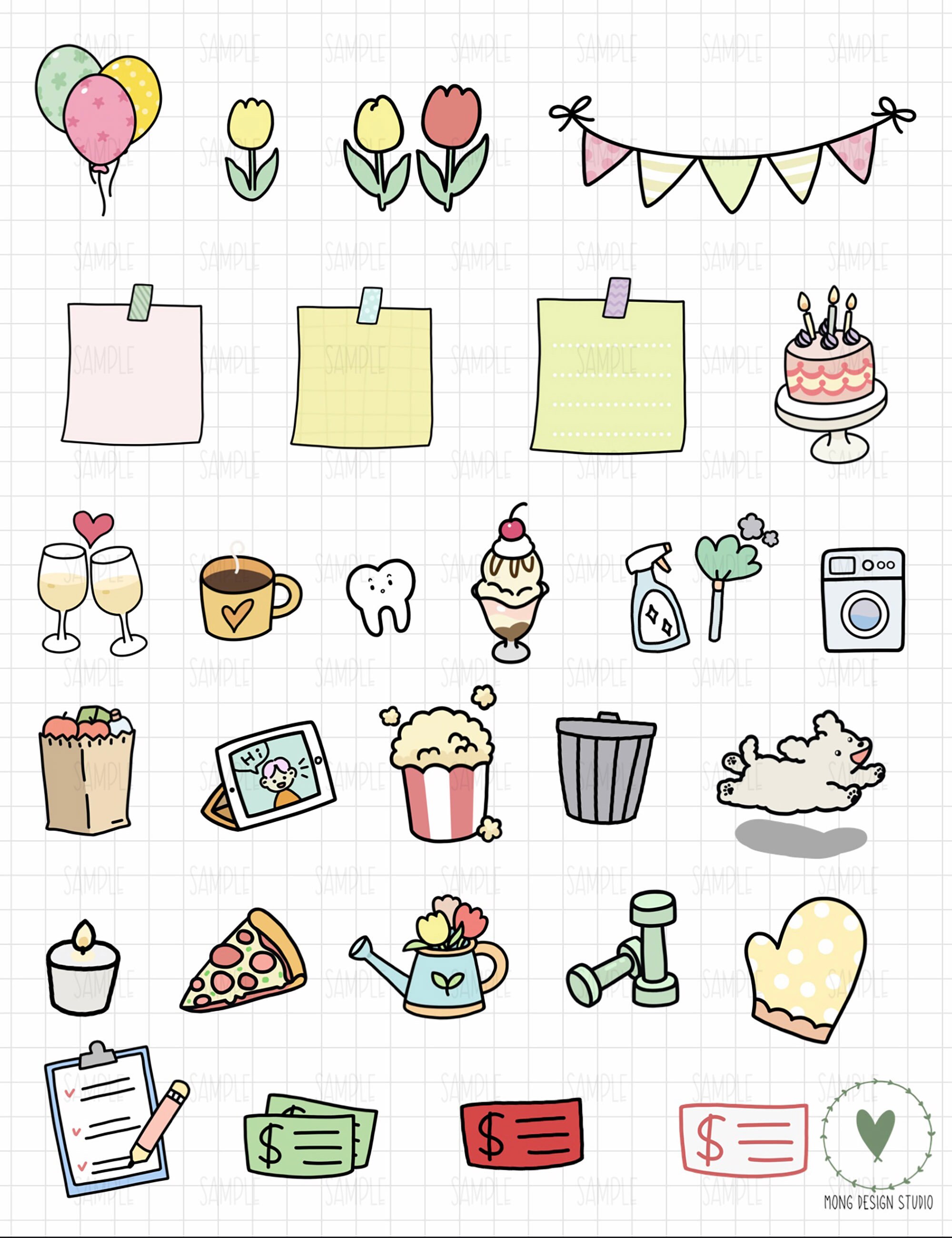 EVERYDAY Digital Stickers,goodnotes Stickers, Pre-cropped Digital ...