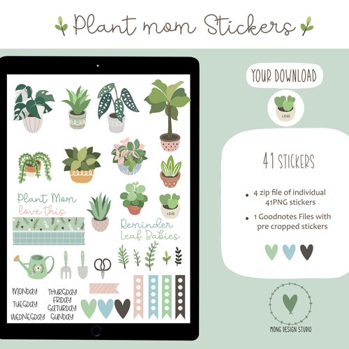 Plant Digital Planner Sticker Goodnotes Sticker Ipad Digital - Etsy