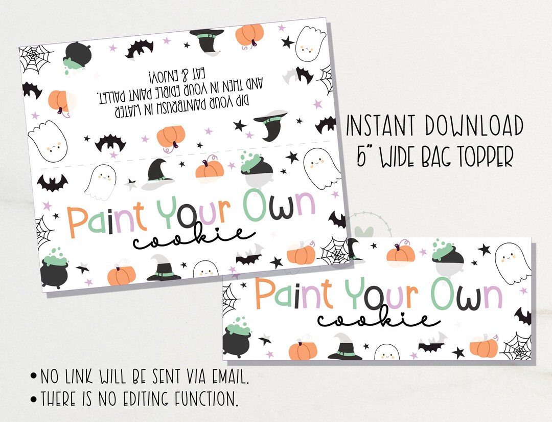 Halloween PYO Cookie Treat Bag Topper/ Printable Treat Bag - Etsy