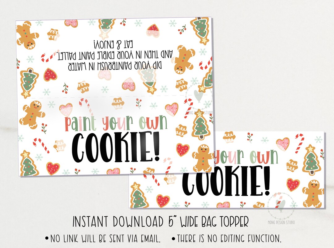 Christmas PYO Cookie Treat Bag Topper/ Printable Treat Bag Toppers ...