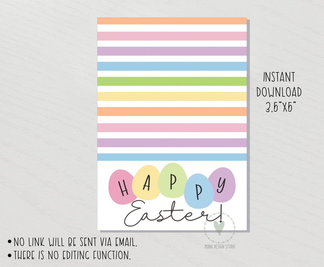 Happy Easter Mini Cookie Card 3.5 X 5 Printable - Etsy