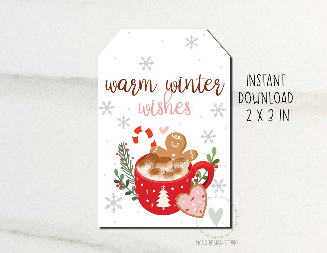 Warm Winter Wishes Printable Cookie Tag/ Christmas Gift Tag/ Printable ...