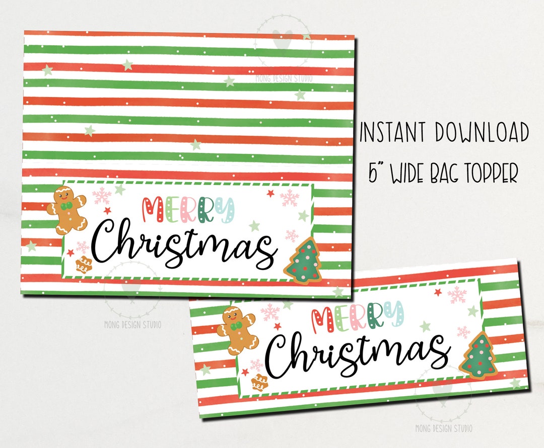 Christmas Cookie Treat Bag Topper/ Merry Christmas Printable Treat Bag ...