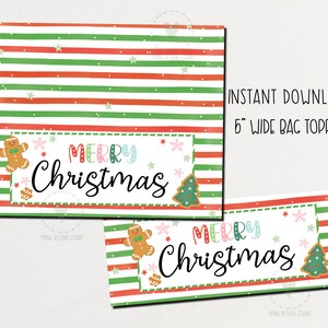 Christmas Cookie Treat Bag Topper/ Merry Christmas Printable Treat Bag ...
