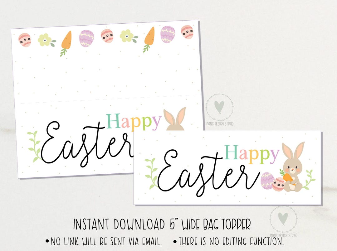 Happy Easter Bag Topper/ Printable Treat Bag Toppers/ Instant Download ...