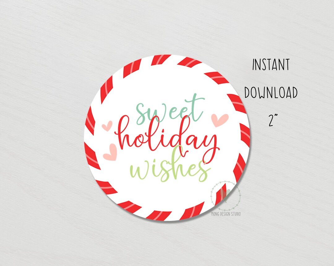 Sweet Holiday Wishes Printable Cookie Tag/ Christmas Tags/ Printable ...