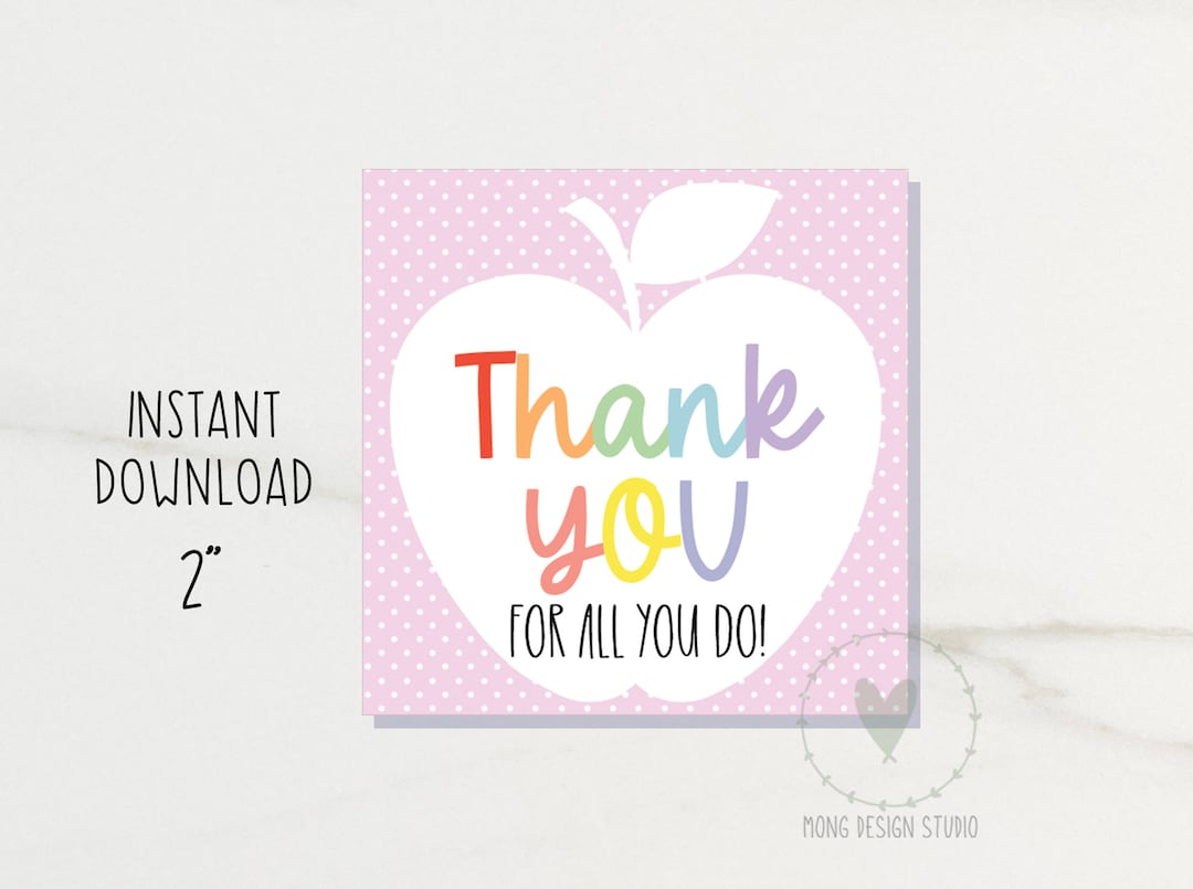 Teacher Appreciation TAG/ Thank You for All You Do Tag/ - Etsy