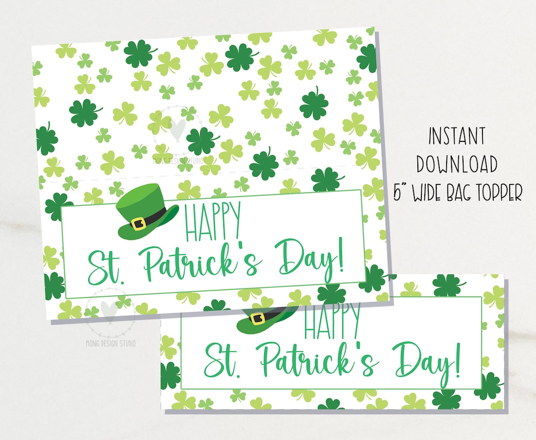 St Patricks Day Bag Topper/ Printable Treat Bag Toppers/ Instant ...