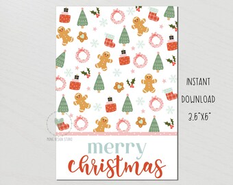 Printable Christmas Mini Cookie Card 3.5 X 5 - Etsy