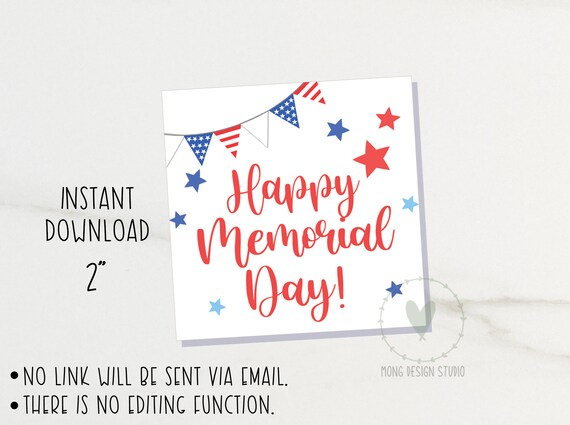 Happy Memorial Day Printable Tag/ 4th of July Tag/ /america/ - Etsy