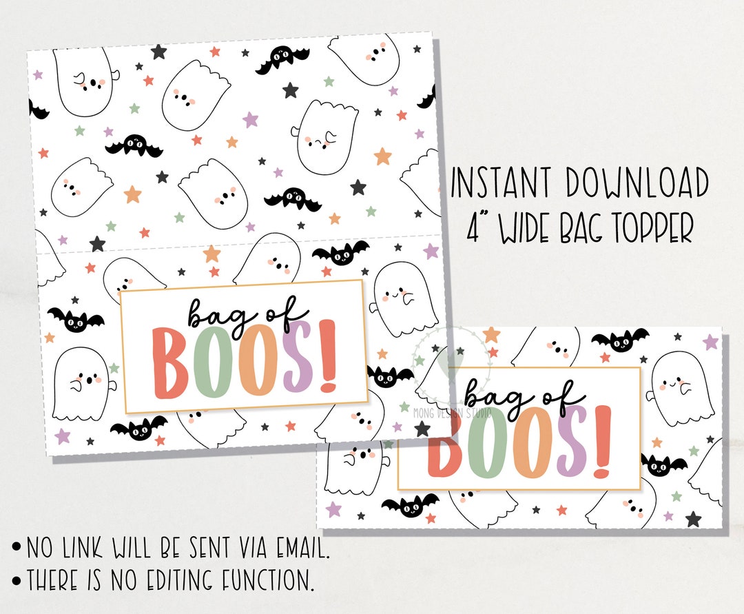 Bag of Boos Halloween Treat Bag Toppers/ Cookie Treat Bag Toppers ...